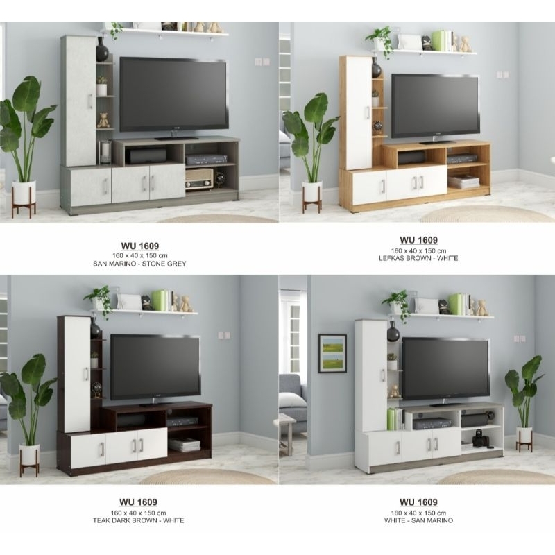 Jual RAK TV PUTIH MINIMALIS/RAK TV WALL UNIT BESAR/RAK TV MINIMALIS ...