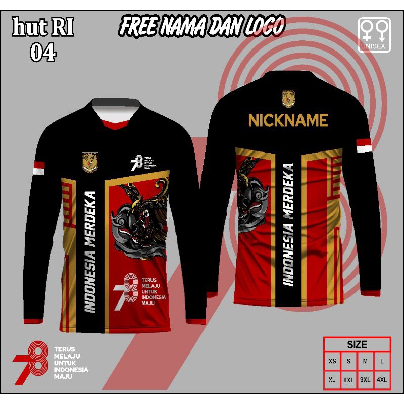 Jual Jersey Garuda Indonesia kaos hut ri 78 lengan panjang baju kemerdekaan Indonesia kaos ...