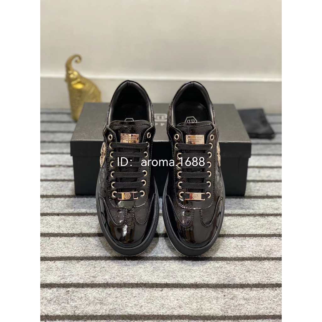 Jual Philip Plaine Men's Shoes Black Men's Sports Shoes Genuine Leather ...