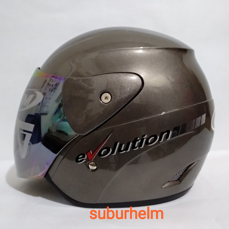 Jual HELM GM EVOLUTION SOLID DARK GREY HALF FACE SINGLE VISOR | Shopee ...