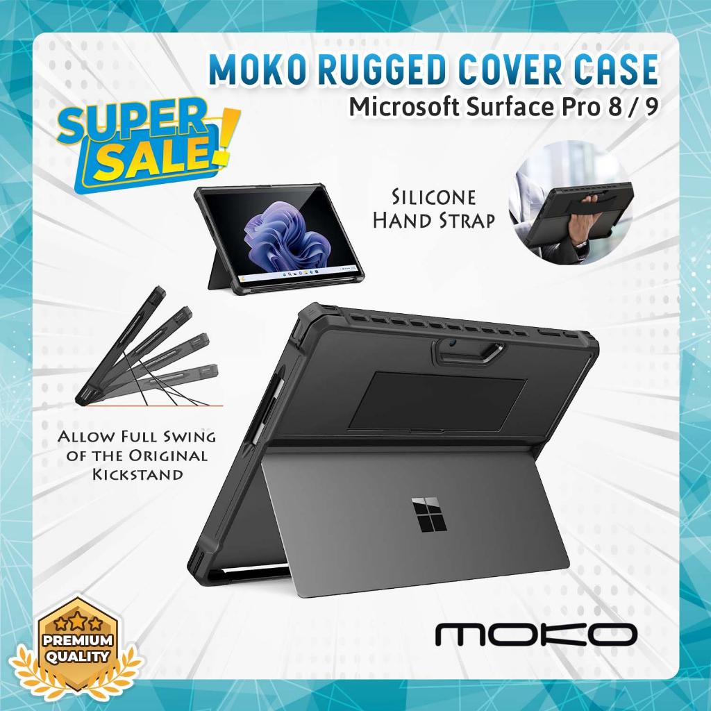 Jual Microsoft Surface Pro 9 8 7 7 Plus 6 5 4 Surface Go 3 2 1 Moko Rugged Case Kickstand