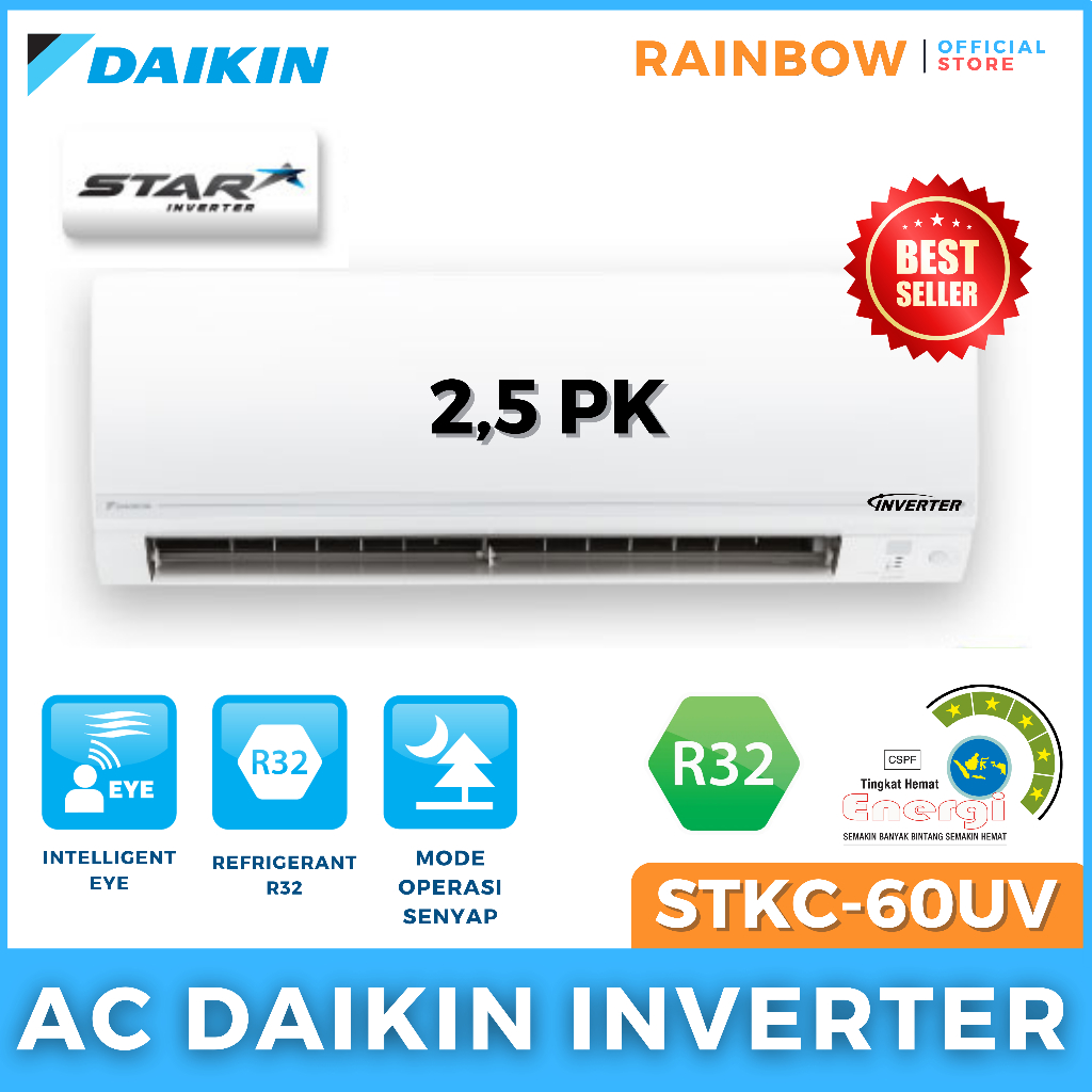Jual Ac Daikin 2,5 pk STKC25UV Star inverter refrigrant R32 Made in Thailand | Shopee Indonesia