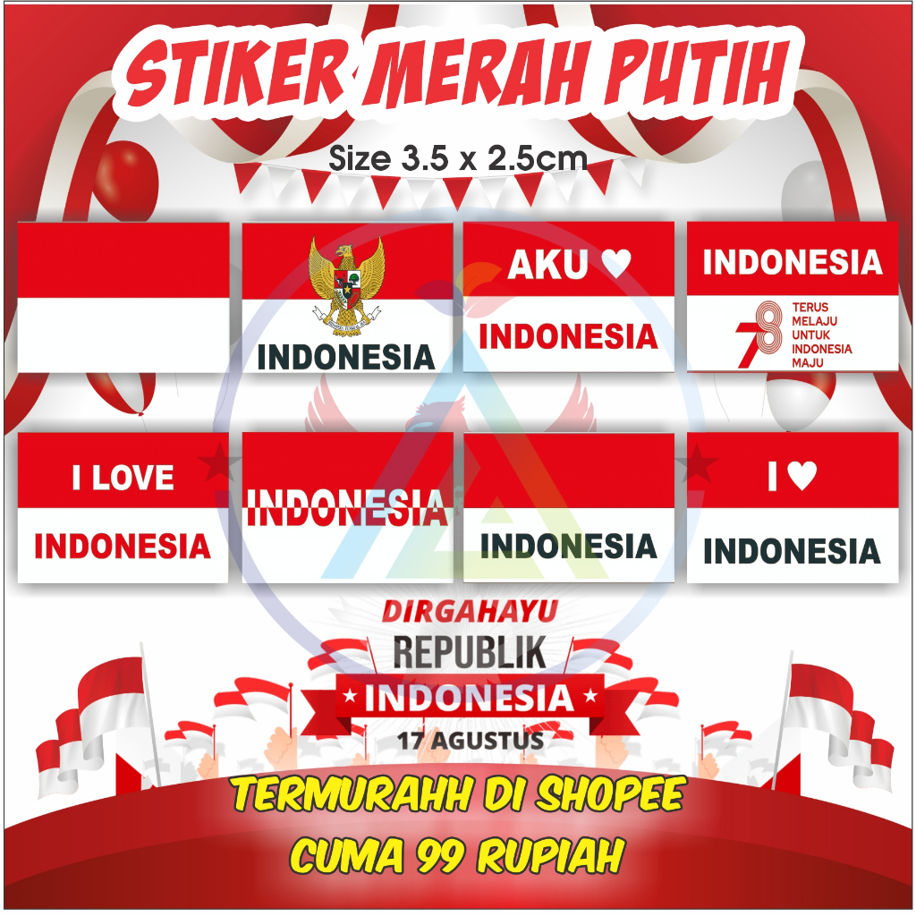 Jual TERMURAH!! STICKER BENDERA INDONESIA MERAH PUTIH PIPI KEMERDEKAAN ...