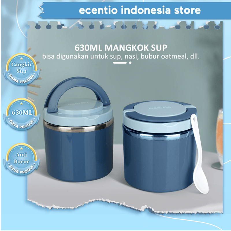 Jual ecentio 630ml Stainless steel Cangkir sup/Tahan Panas Lunch Box ...