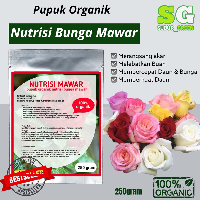 Jual pupuk booster bunga mawar 250gram | pupuk organik memperkuat daun ...