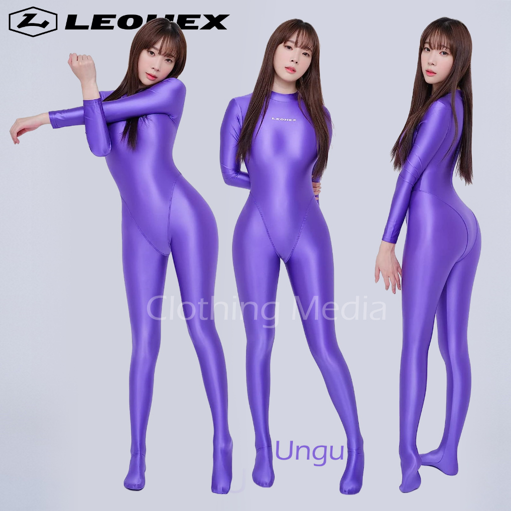 Jual LEOHEX Bodysuit Full Glossy Premium Silky Elastis Lengan Panjang Zentai Halus | Shopee ...