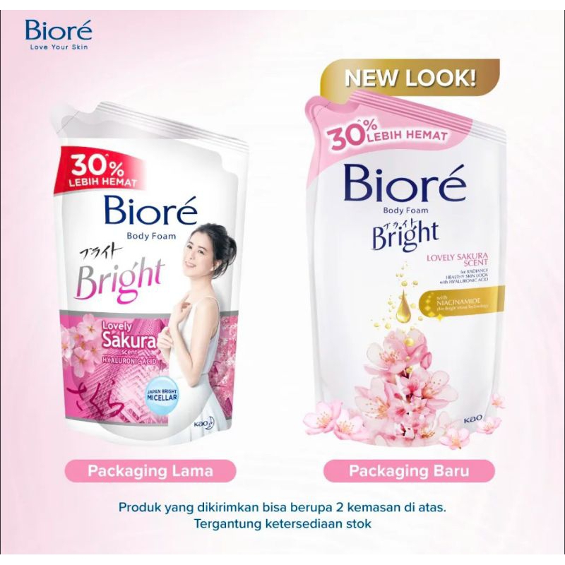 Jual Biore Body Foam Bright Lovely Sakura 800ml | Shopee Indonesia