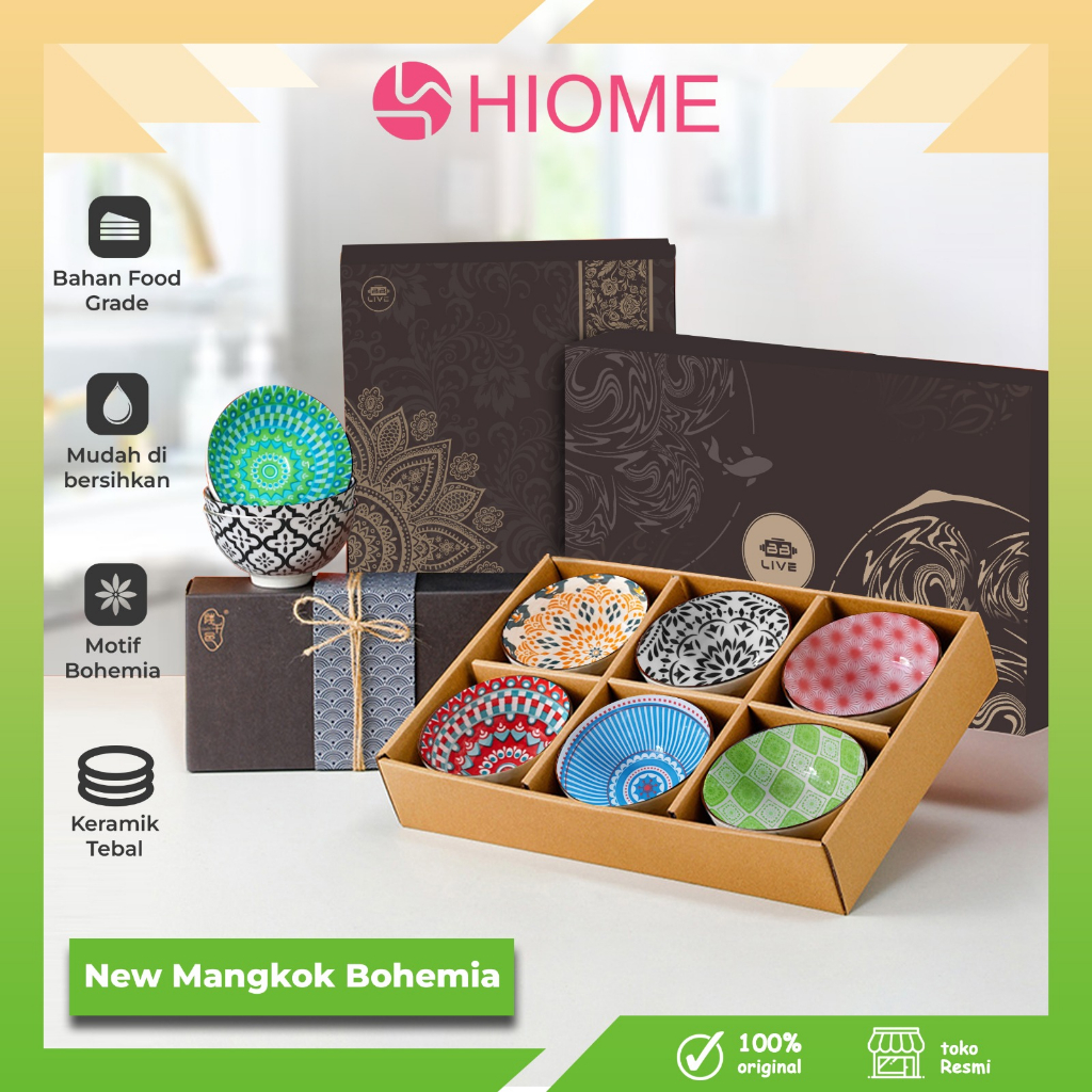 Jual HIOME Set Mangkok New Bohemia Motif Cantik / Mangkok Sajian ...