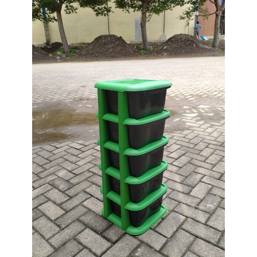 Jual RB 05 ABU HIJAU / RAK SERBAGUNA / TOWER CONTAINER SUSUN 5 / LACI ...