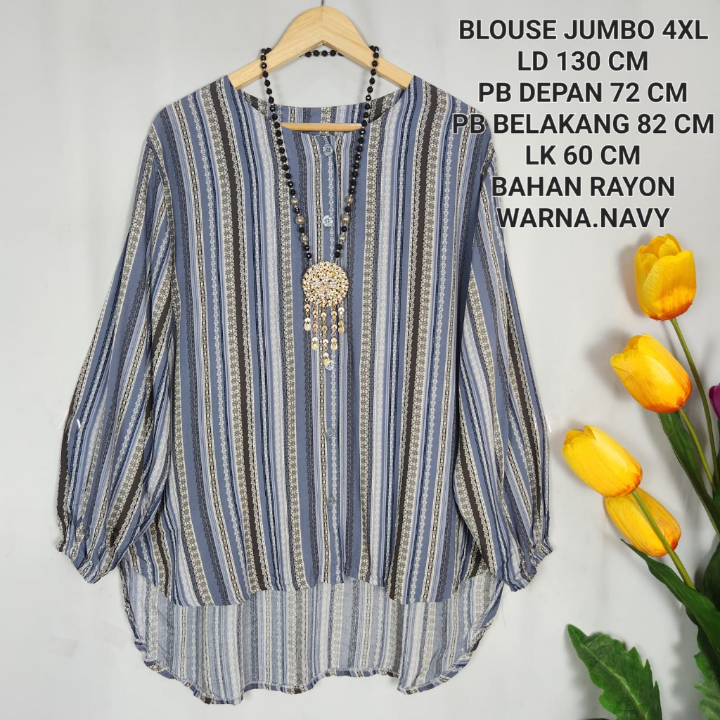 Jual Blouse Wanita Jumbo Ld 130 Cm Model Kombinasi Kekinian | Shopee ...