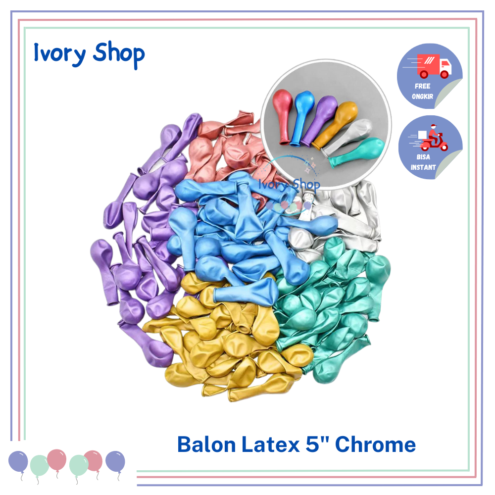 Jual Balon 5 inch chrome Shuaian metalik balon latex 5" krom | Shopee ...
