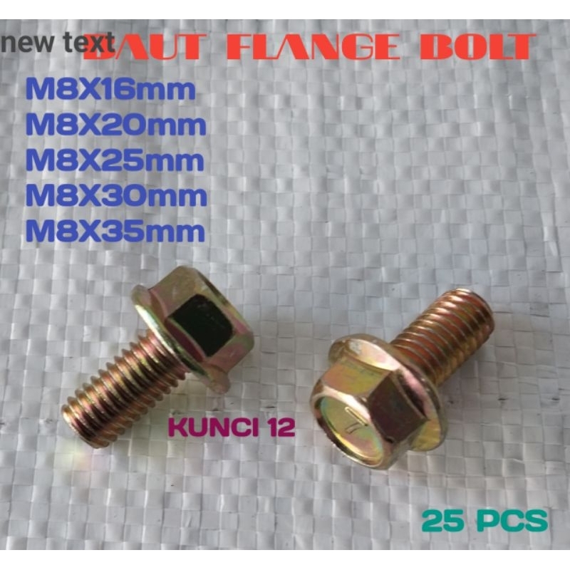Jual BAUT FLANGE BOLT (25pcs)M8 KUNCI 12 KUNING | Shopee Indonesia
