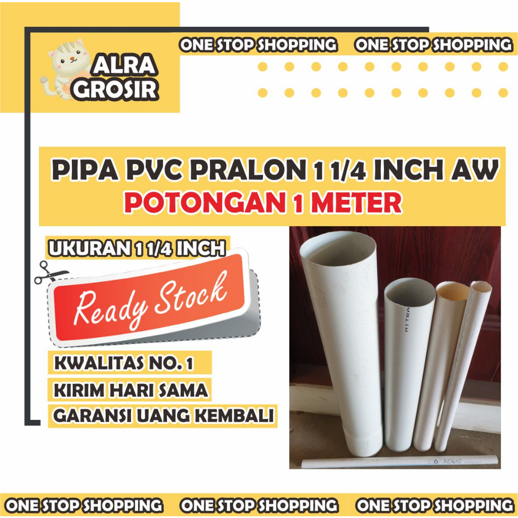 Jual PIPA PVC PRALON PUTIH 1 1/4 INCH AW POTONGAN 1 METER PIPA PVC ...