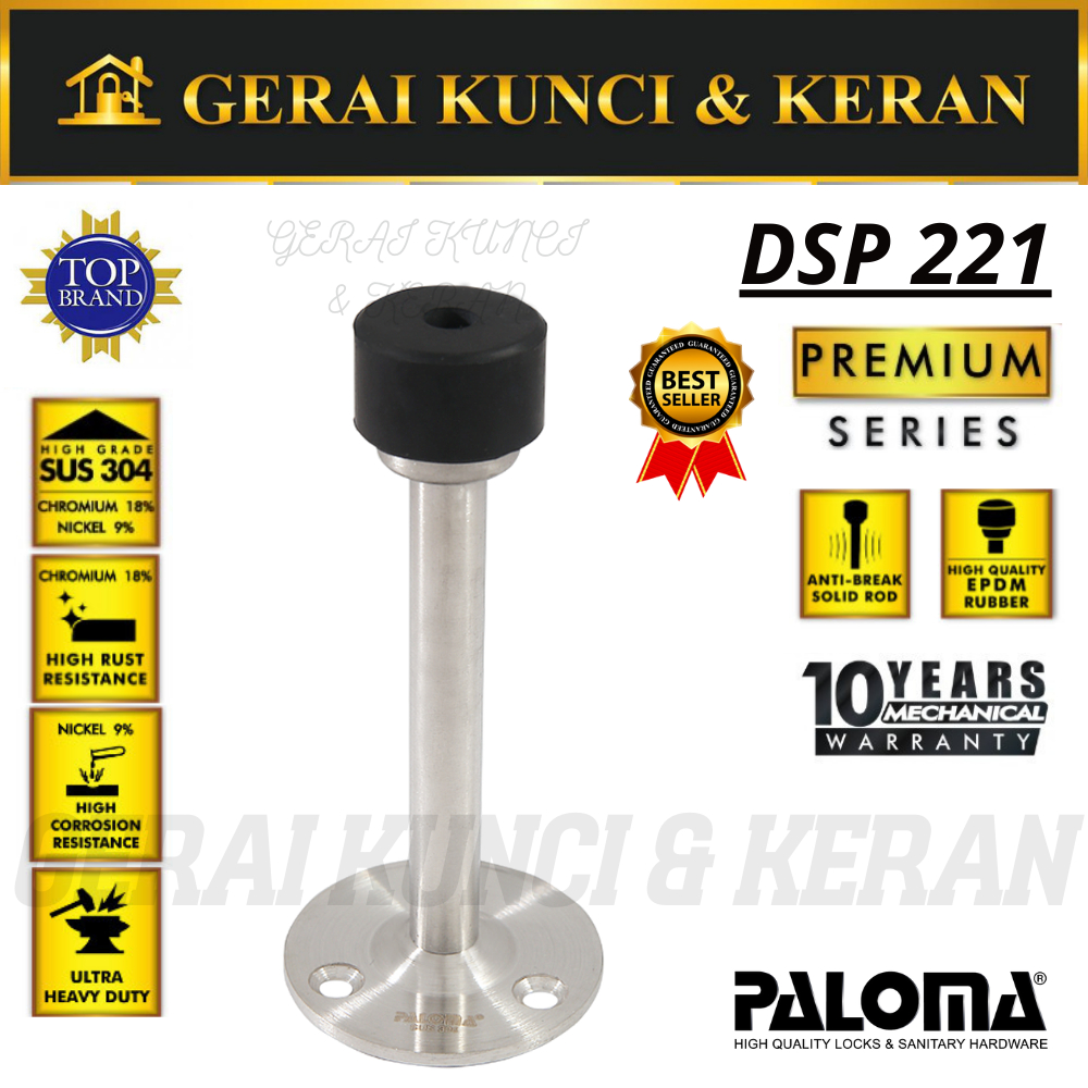 Jual PALOMA DSP 221 KARET STAINLESS WALL DINDING DOOR STOPPER Penahan ...