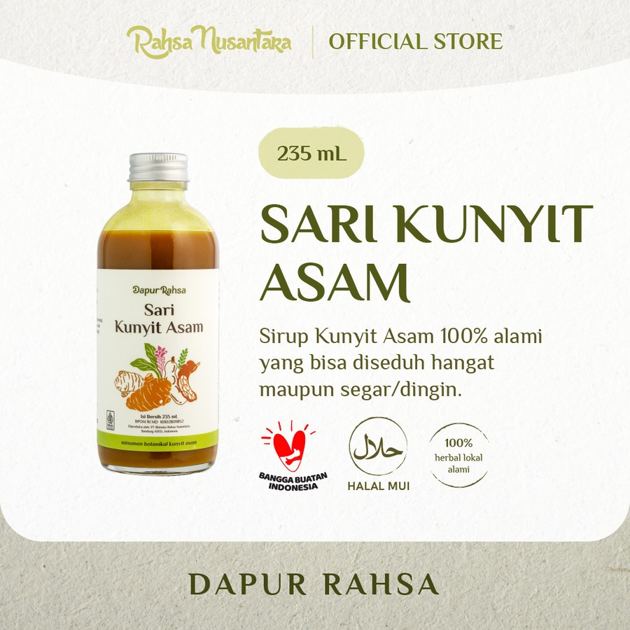 Jual Rahsa Nusantara - Sari Kunyit Asam Jamu Sirup Herbal Tradisional 235ml | Shopee Indonesia