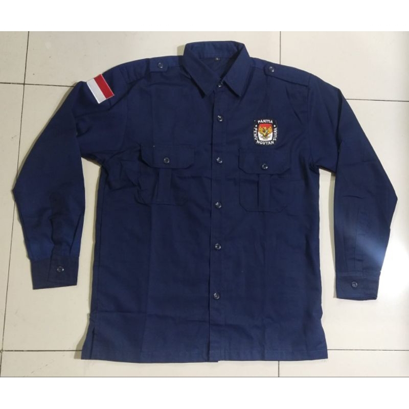 Jual Kemeja PPS Panitia Pemungutan Suara Navy PDH Lengan Panjang Pria ...