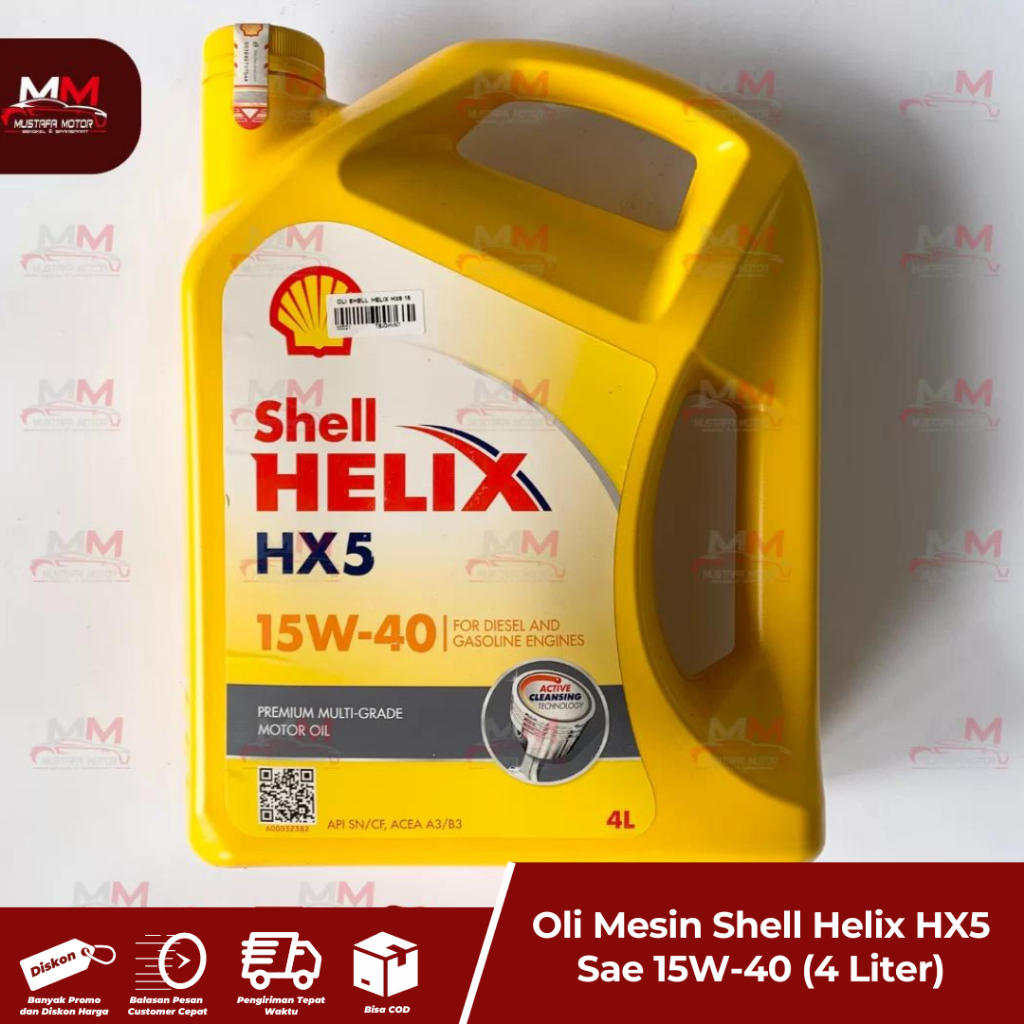Jual Oli Mesin Shell Helix HX5 Sae 15W-40 (4 Liter) 100% ASLI | Shopee ...