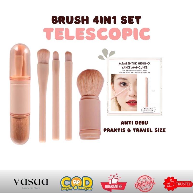 Jual Brush Make up Set 4in1 Brush Make up Portable 4in1 Kuas Make up set Kuas Make Up Set sikat ...