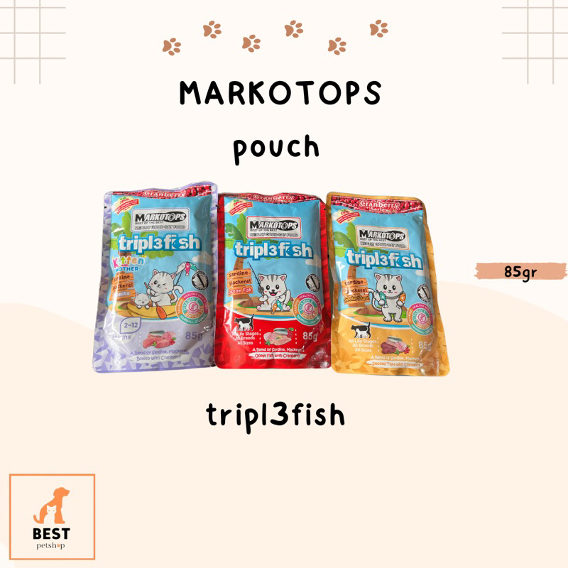 Jual markotops triple fish wet food pouch makanan basah 85gr | Shopee ...