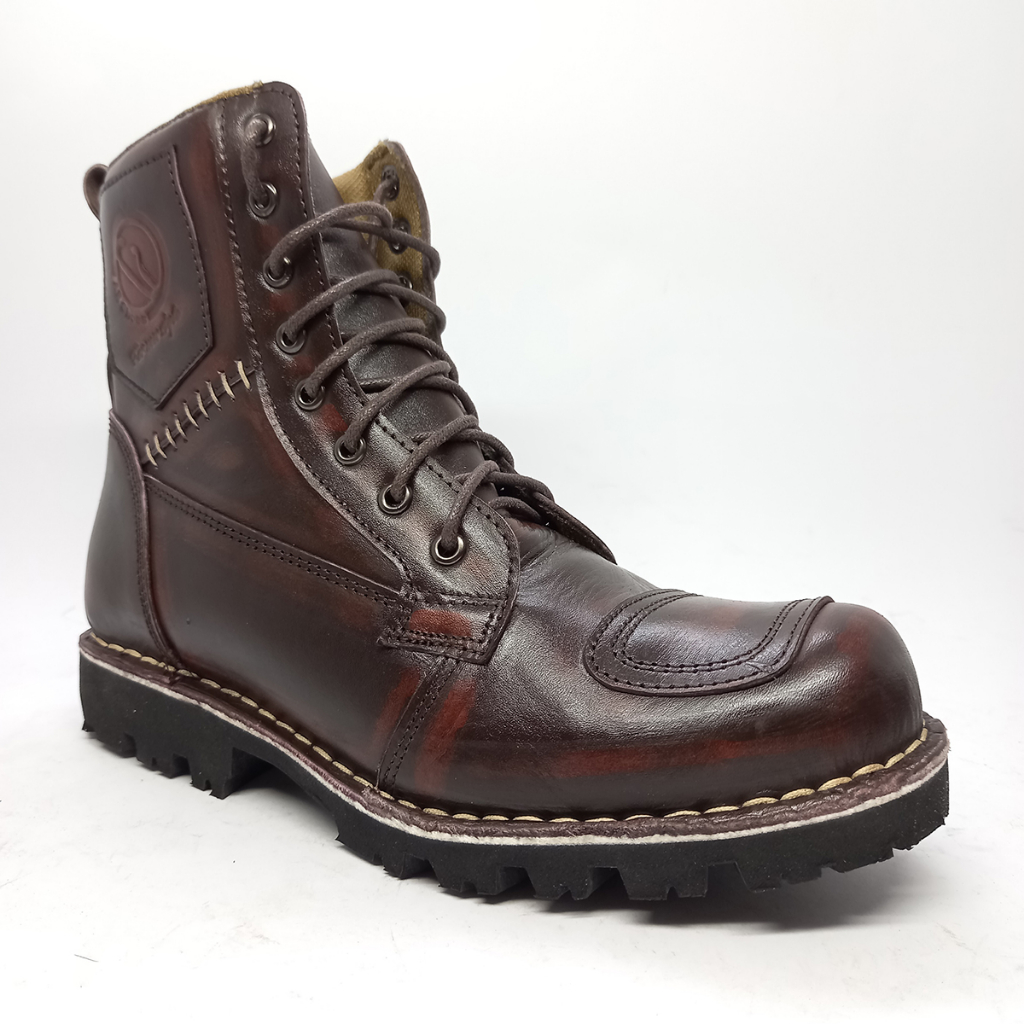 Jual Sepatu Boots Pria Kulit Asli Sepatu Bikers Motor Cowok Hitam ...