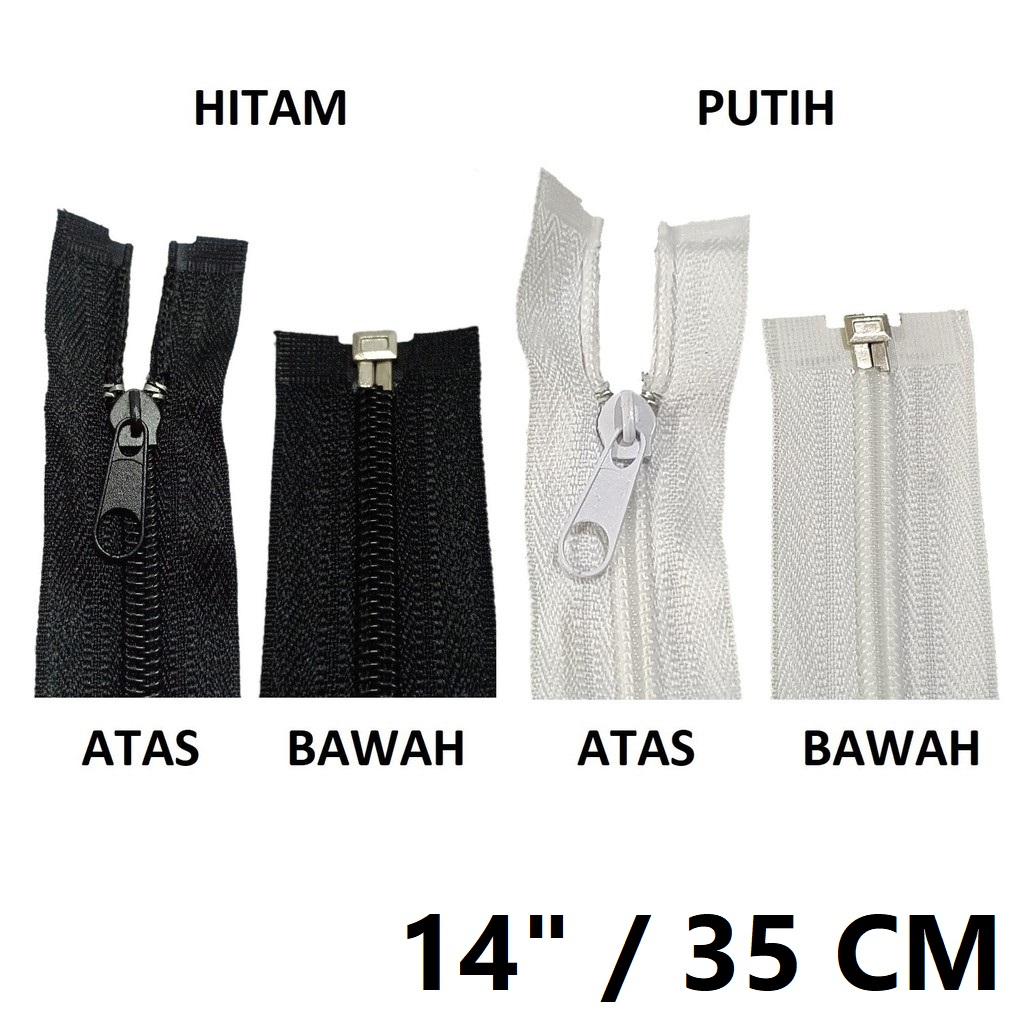 Jual Resleting Jaket Gigi Halus/Coil 14 inch/35 cm @5 Lusin Ritsleting Gigi Nylon Plastik Zipper ...