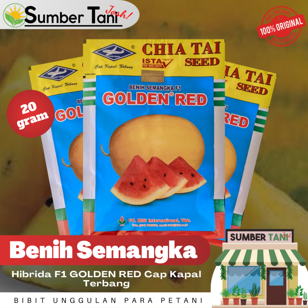 Jual Benih Semangka Hibrida F1 GOLDEN RED Cap Kapal Terbang 20gr | Shopee Indonesia