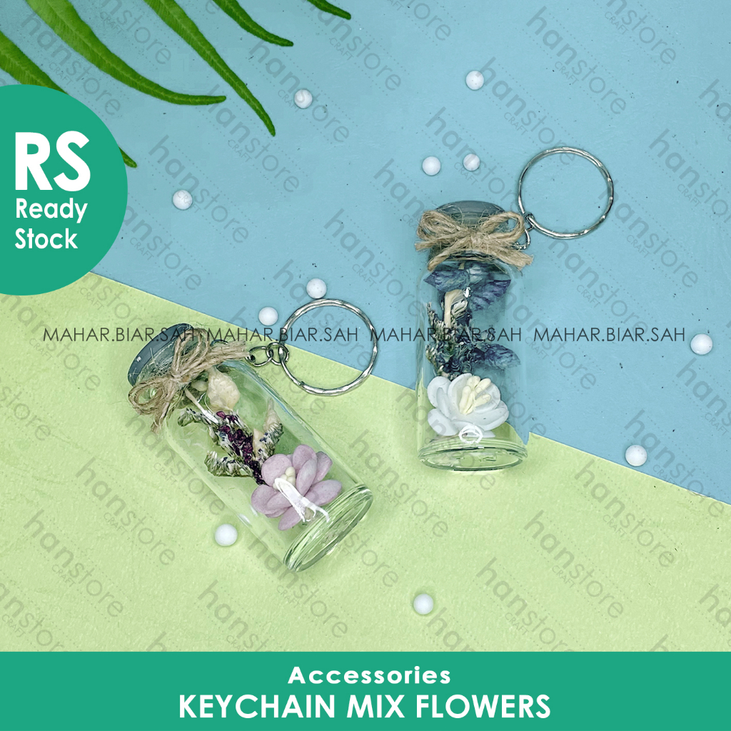 Jual RS Keychain MIX FLOWERS / Gantungan Kunci Bunga Kering / Botol ...