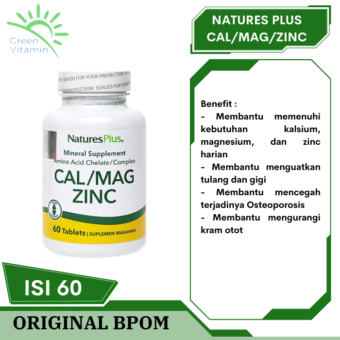 Jual Natures Plus CalMagZinc 60 Tablet Nature's BPOM Cal/Mag/Zinc ...