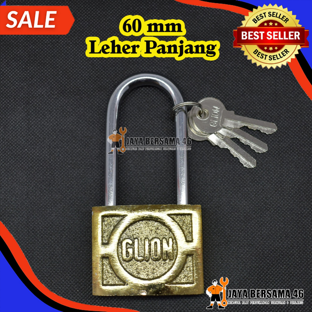 Jual GEMBOK UKIR KUNING GLION LEHER PANJANG PENDEK / GEMBOK KUNING ...