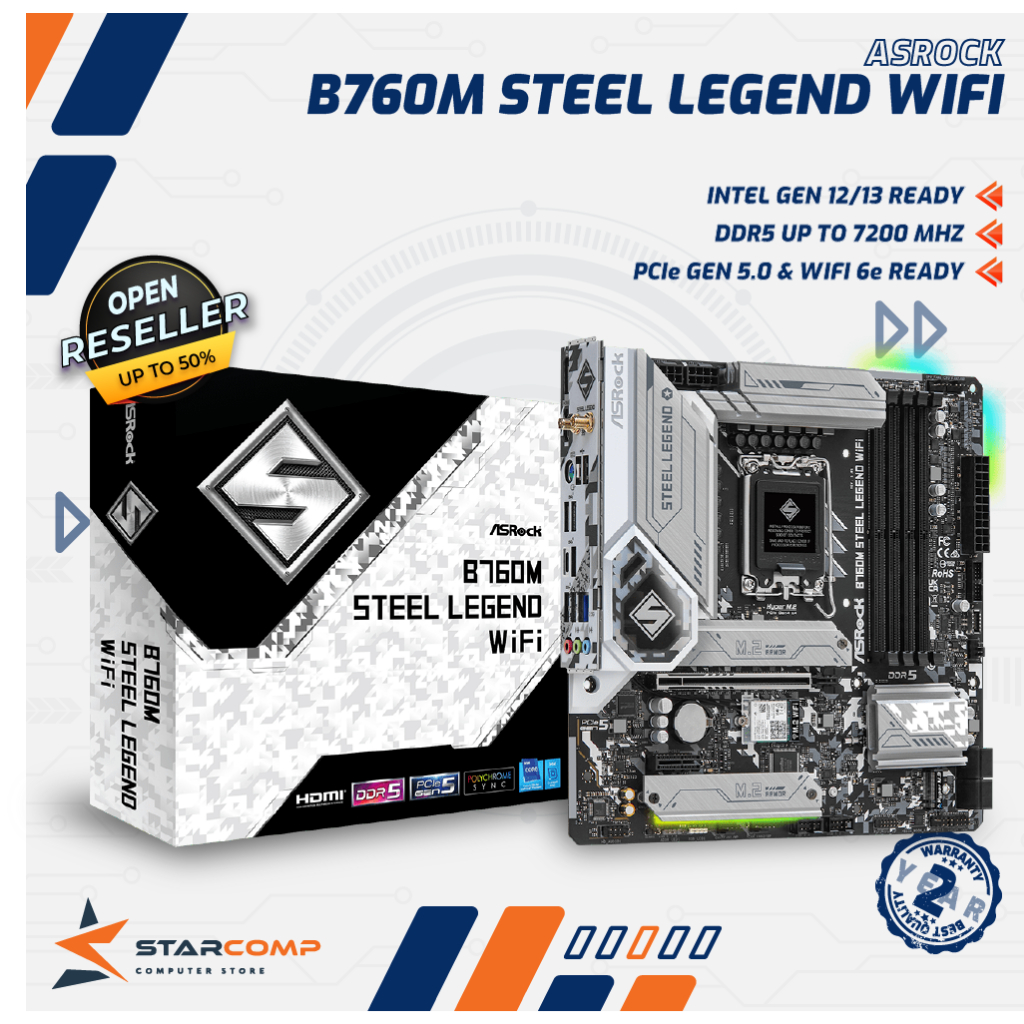 Jual ASRock B760M Steel Legend WIFI DDR5 INTEL B 760 LGA1700 Motherboard | Shopee Indonesia