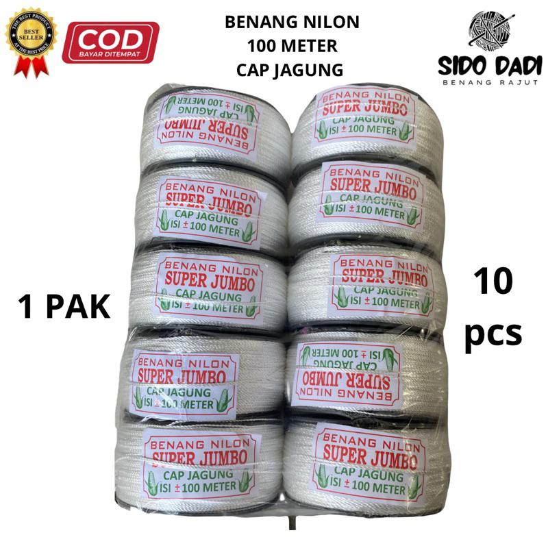 Jual BENANG NILON PUTIH SUPER JUMBO ± 100 M (ISI 10) CAP JAGUNG BENANG ...