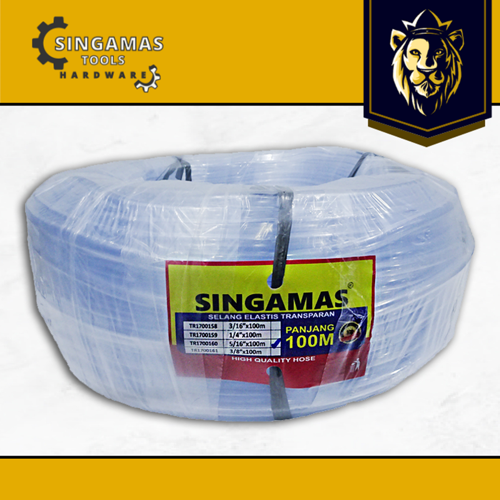 Jual SINGAMAS Selang Air PVC Elastis Transparan 5/16" x 100 m | Shopee ...