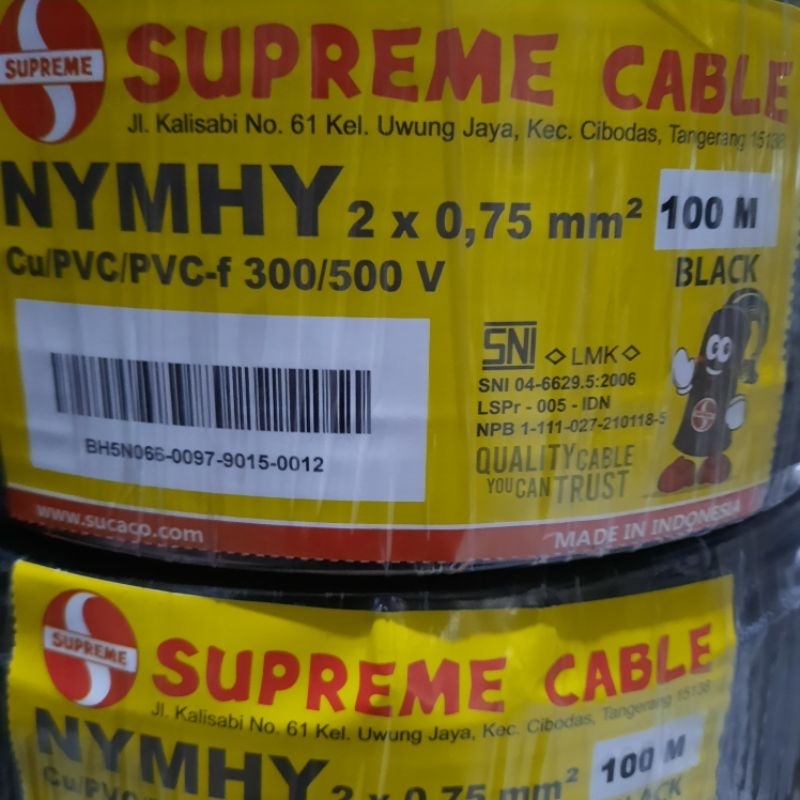 Jual Kabel supreme 2x0,75 nyyhy hitam serabut 100M | Shopee Indonesia