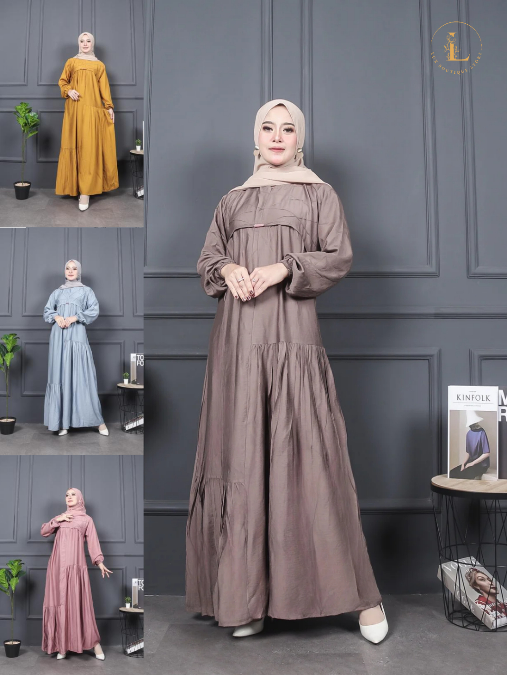 Jual Luna dress Gamis polos wanita Terbaru 2023 Simple Modis elegan ...