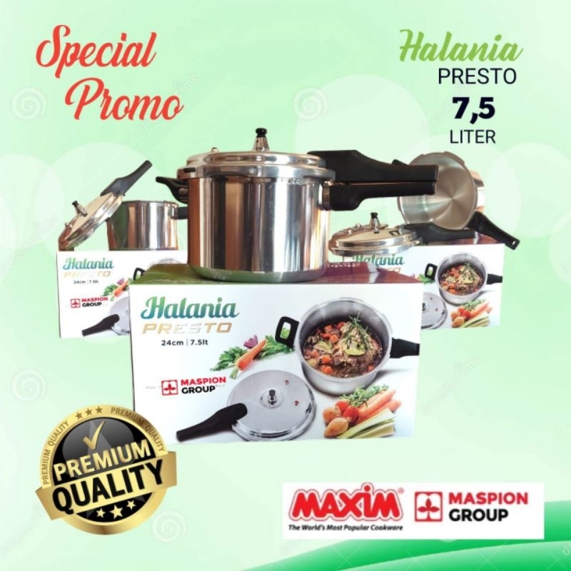 Jual PANCI PRESTO MAXIM HALANIA 7,5 LITER STAINLESS STEEL panci presto ...