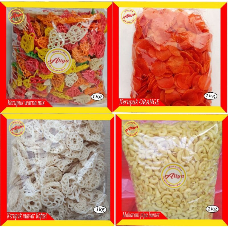 Jual Makaroni pipa BANTET MENTAH / Kerupuk WARNA MIX / ORANGE / KERUPUK ...
