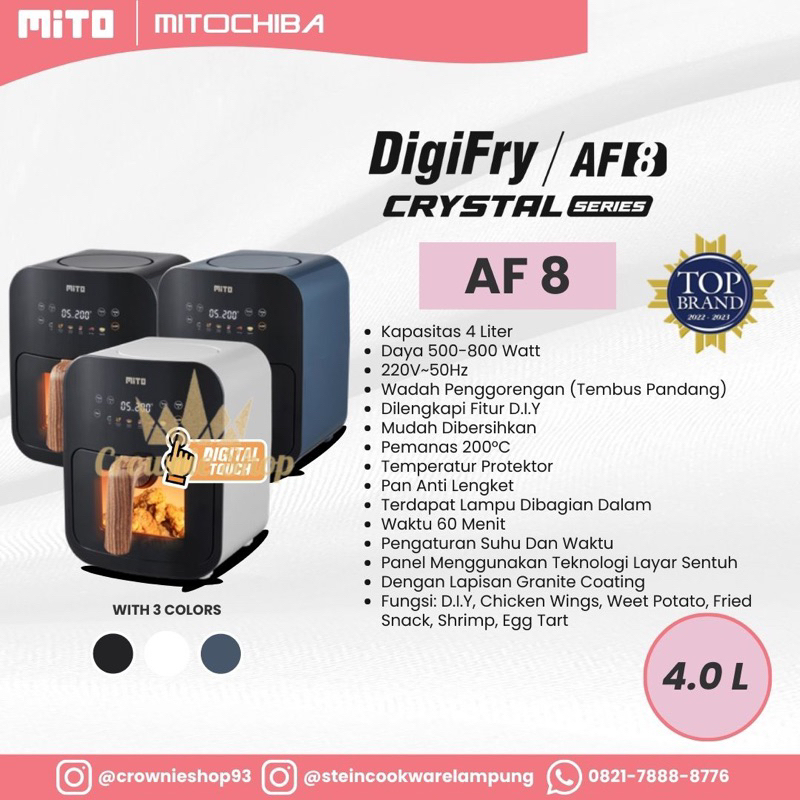 Jual Mito Diry Af 8 Crystal Series 4l Airfryer Cube Af8 Air