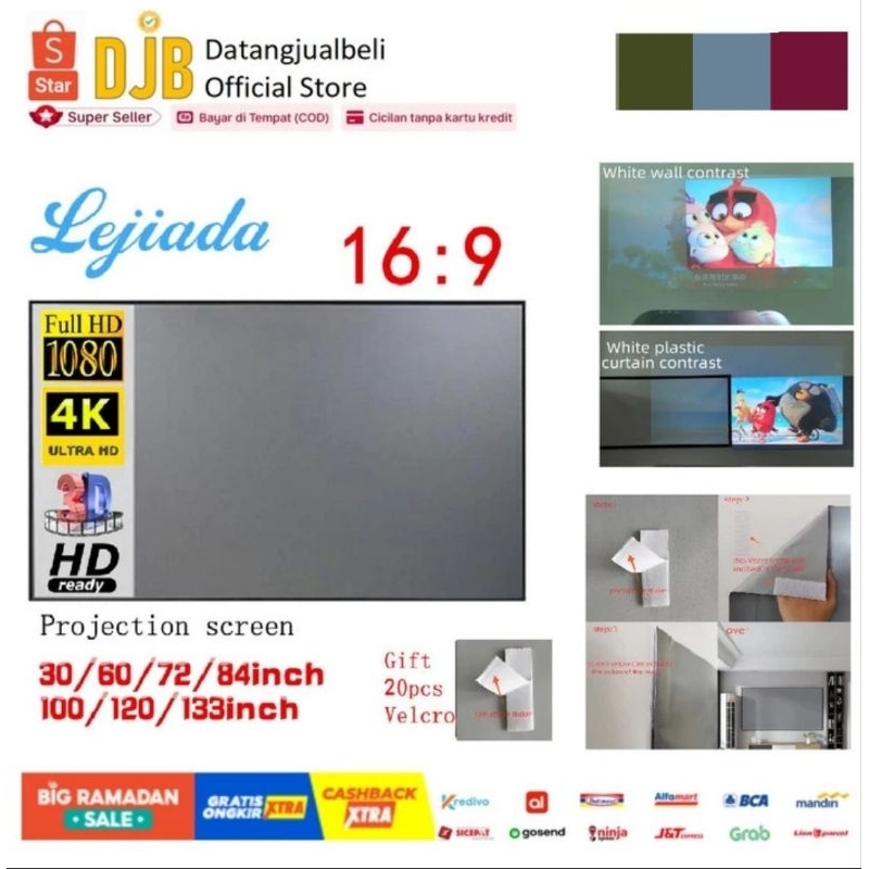 Jual TaffSTUDIO Kain Layar Proyektor Anti-light Ambient Screen Curtain ...