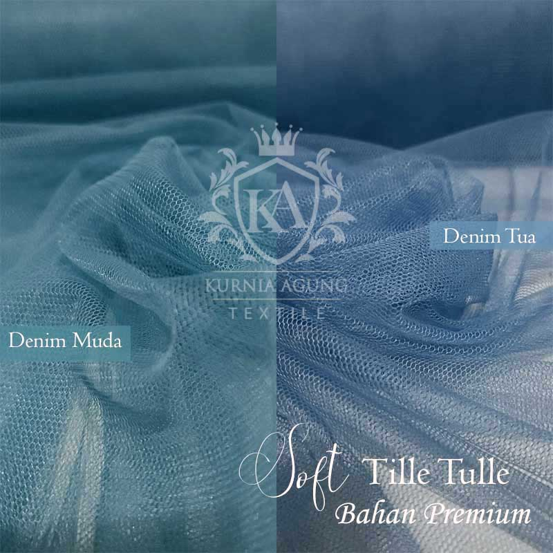 Jual Kain Tile Soft Tile Tulle Polos Warna DENIM Biru Bahan Gaun Gamis ...