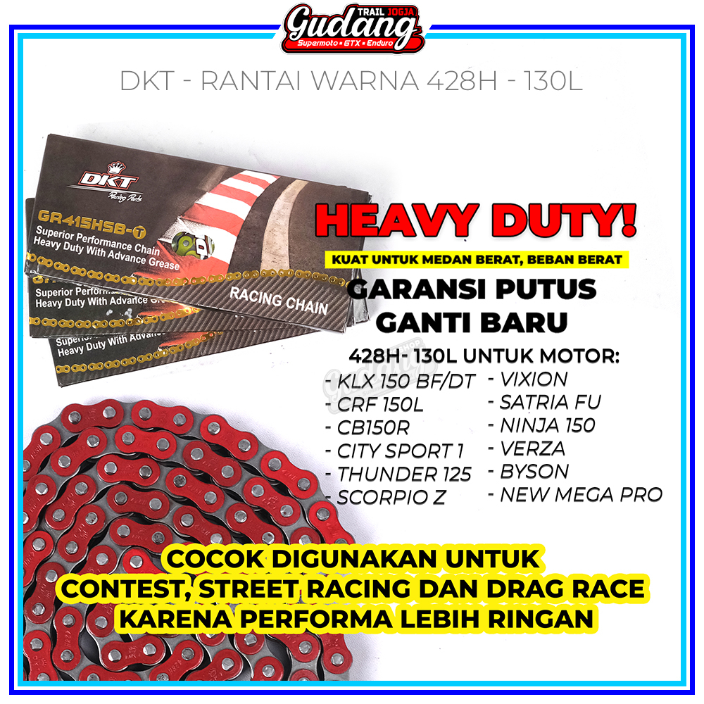 Jual Rantai Motor 428H 130L DKT KLX 150 Bigfoot Dtracker New CRF 150L ...