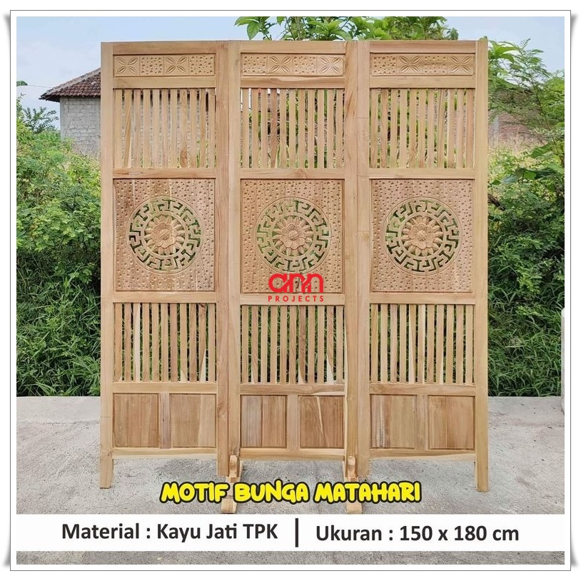 Jual Sekat Partisi Pembatas Ruangan Minimalis Kayu Jati Model Lipat ...