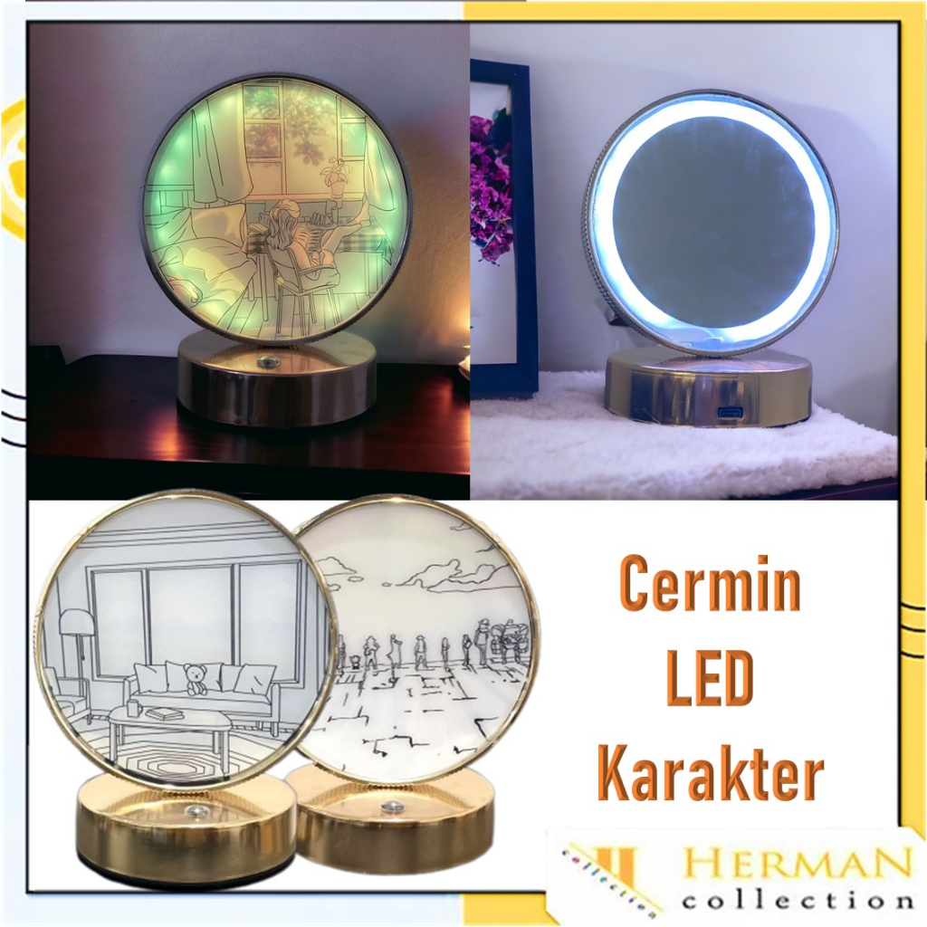 Jual HC Lampu Warna Cermin LED Bulat Lukisan Cahaya Ornamen Meja ...