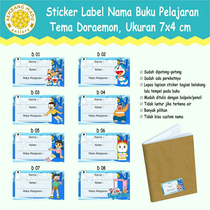Jual Sticker Label Nama Buku Pelajaran Tema Doraemon | Shopee Indonesia