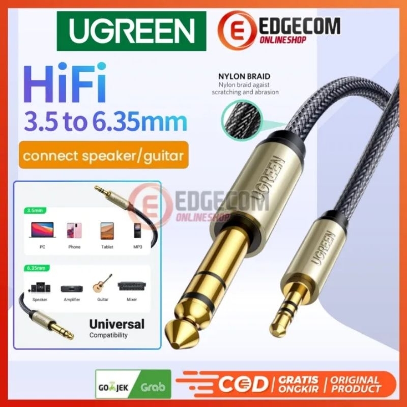 Jual UGREEN Kabel Audio Stereo AUX 3,5mm to 6,35mm 6,5mm male to male gold plated 1 / 3 / 5 ...