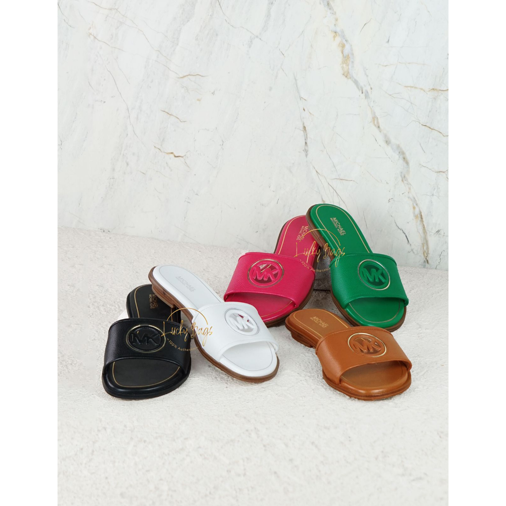 Jual MICHAEL KORS deanna cut out slide tumbled leather (authentic ...
