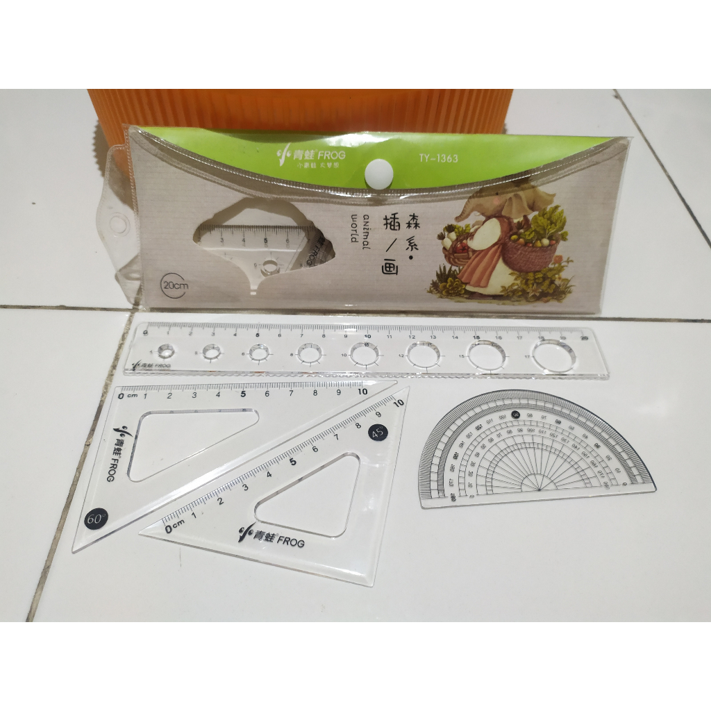 Jual Penggaris Set isi 4 buah - Penggaris 20cm Bahan Tebal ( 1 Busur ...