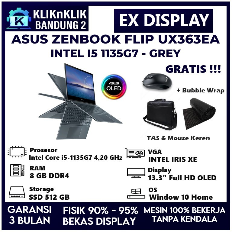 Jual LAPTOP TOUCHSCREEN ASUS ZENBOOK FLIP OLED UX363EA I5 GEN 11 LIKE ...