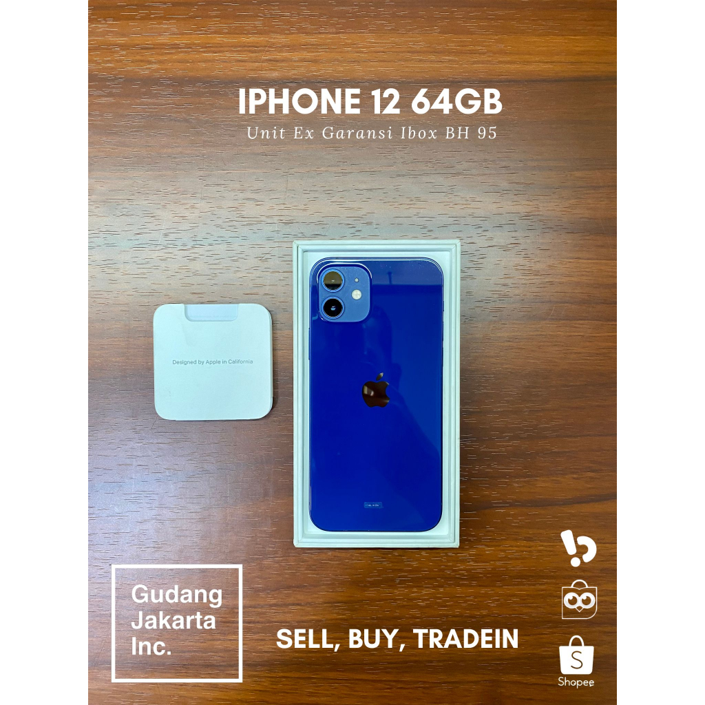 Jual iPhone 12 64gb blue iBox Bh 95% fullset | Shopee Indonesia