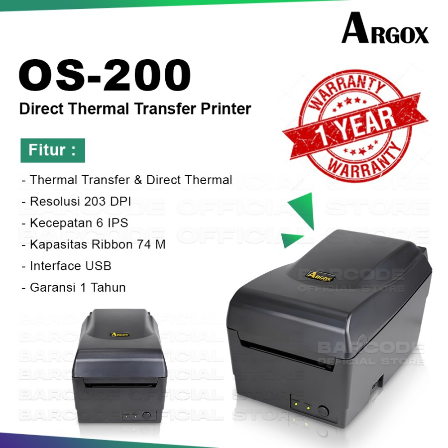Jual Barcode Termal Printer Argox OS200 Cetak Label Resi Pengiriman ...