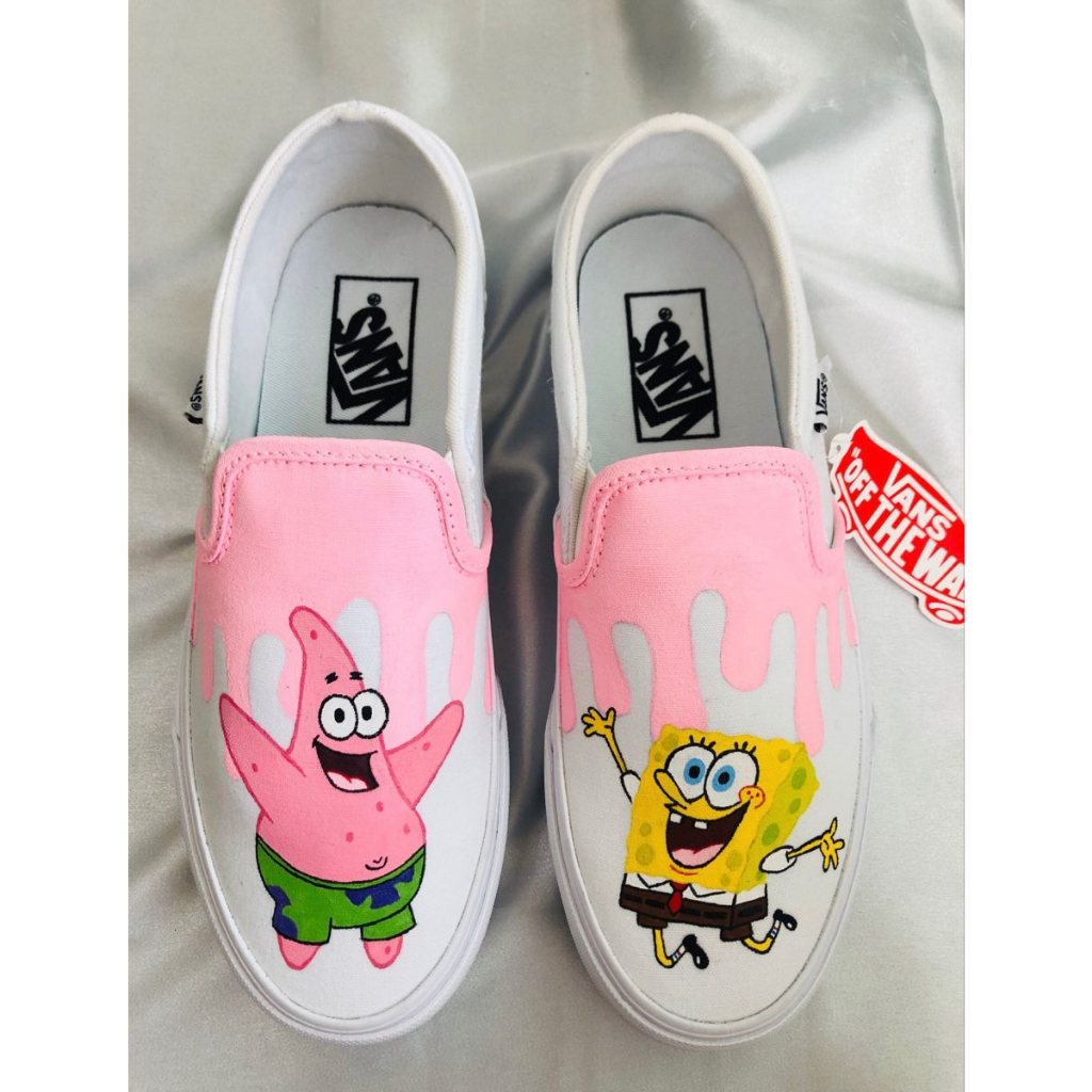 Jual Sepatu Slip On Custom Lukis Spongebob X Patrick Limited Edition ...